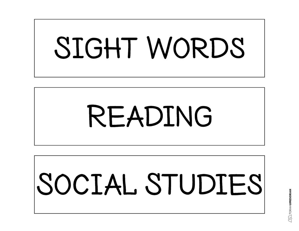English Subject Cards – Torah Umesorah Teacher Center