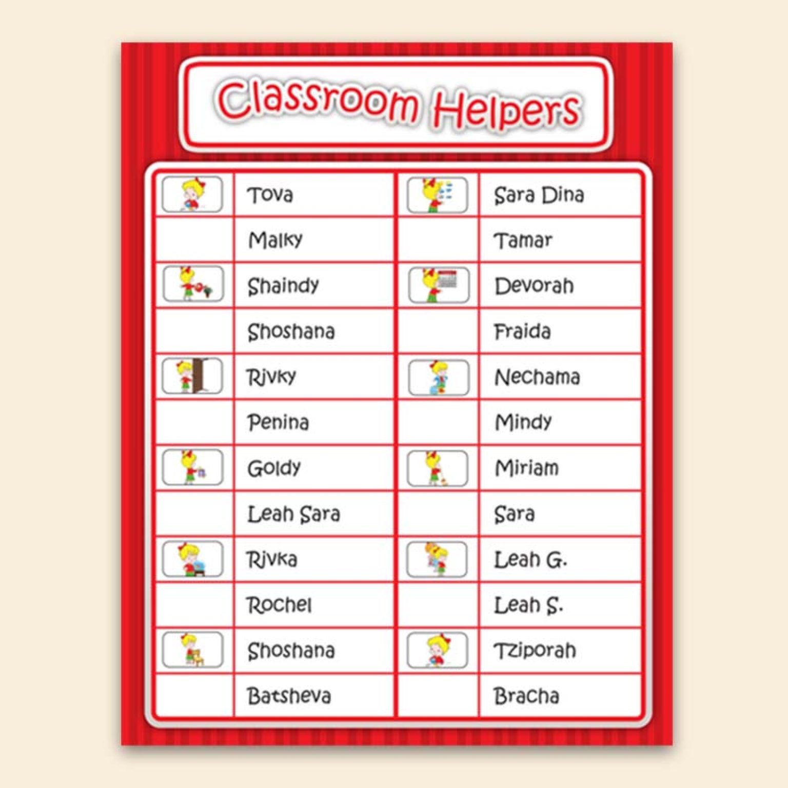 Classroom Helpers job Chart – Torah Umesorah Teacher Center