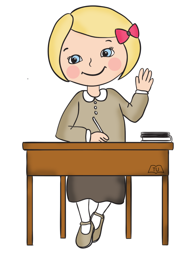 girl raising hand in desk – Torah Umesorah Teacher Center